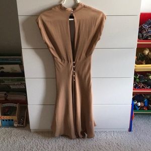 ONG | Dresses | Ong Beige Silk Dress Gathered Empire Waist Size | Poshmark